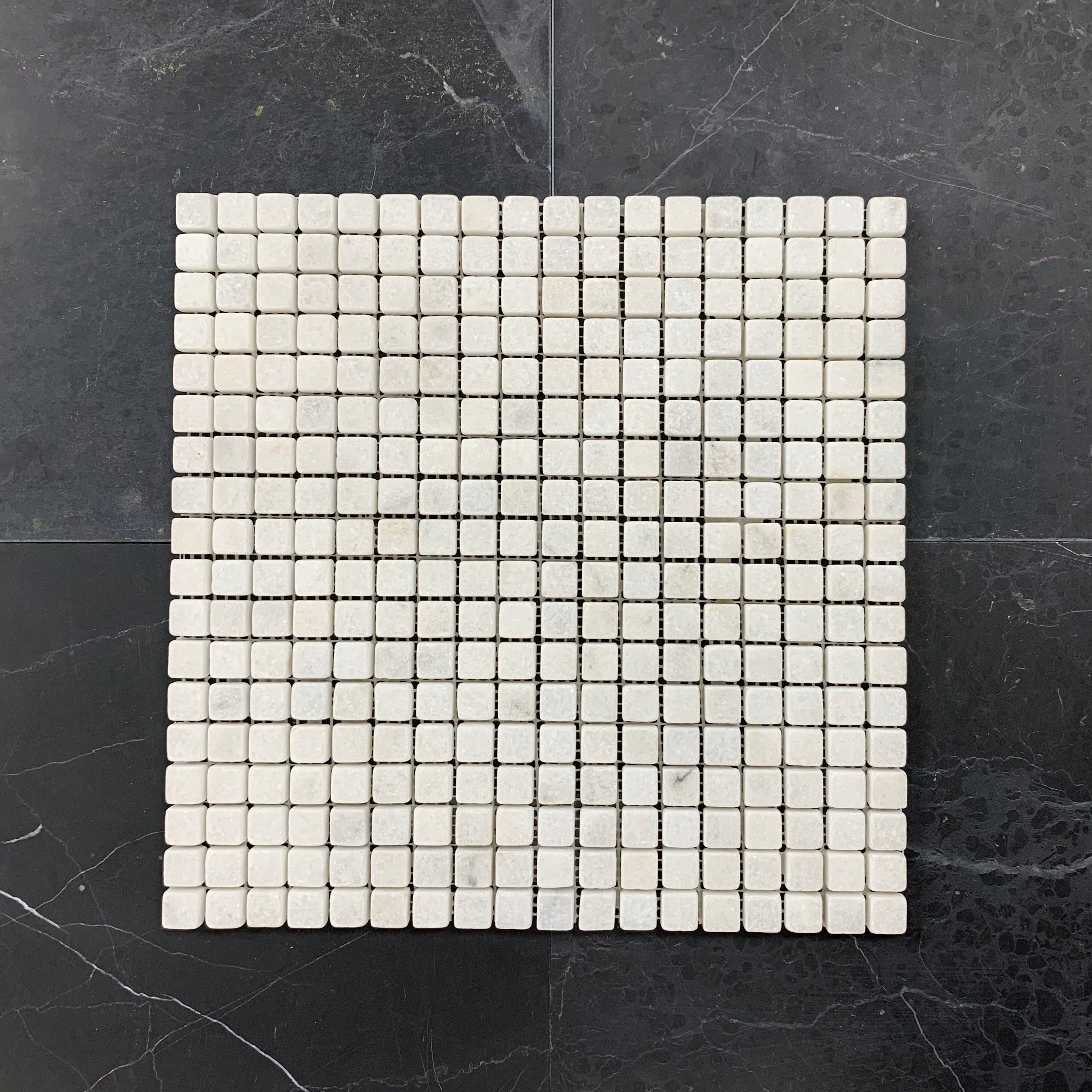 MILOS SMALL SQUARE MARBLE TUMBLED MOSAIC – Graystone Tile & Design Studio