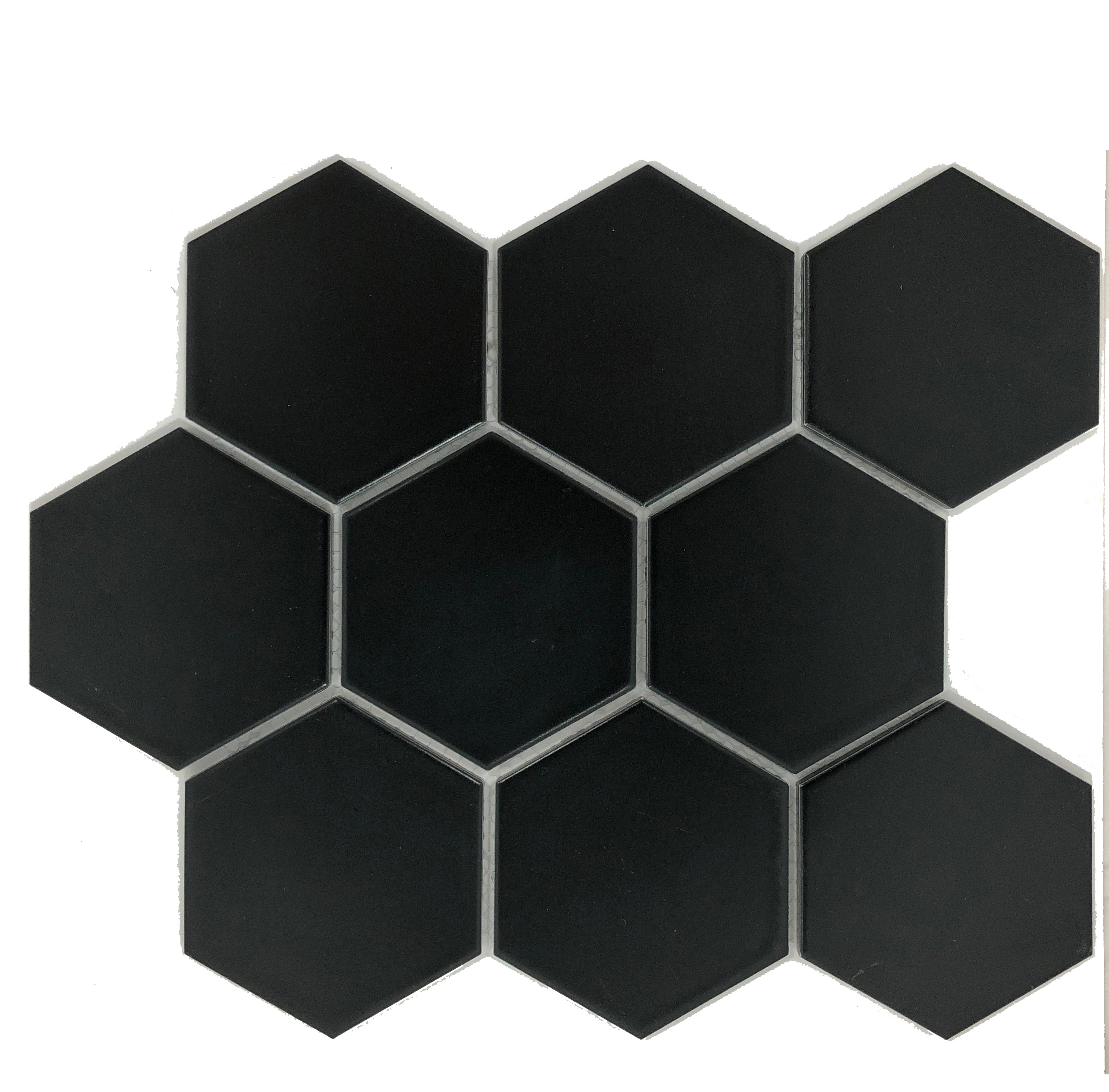 BLACK MATTE 110MM HEXAGON PORCELAIN MOSAIC – Graystone Tile & Design Studio