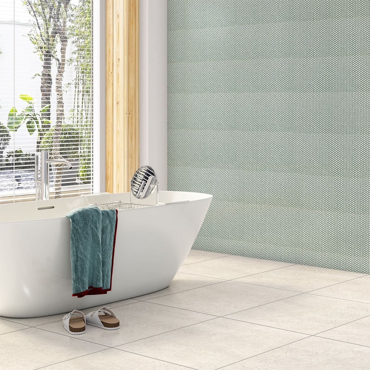 Aquamar Matte & Gloss Mini Penny Round Porcelain Mosaic — Graystone ...