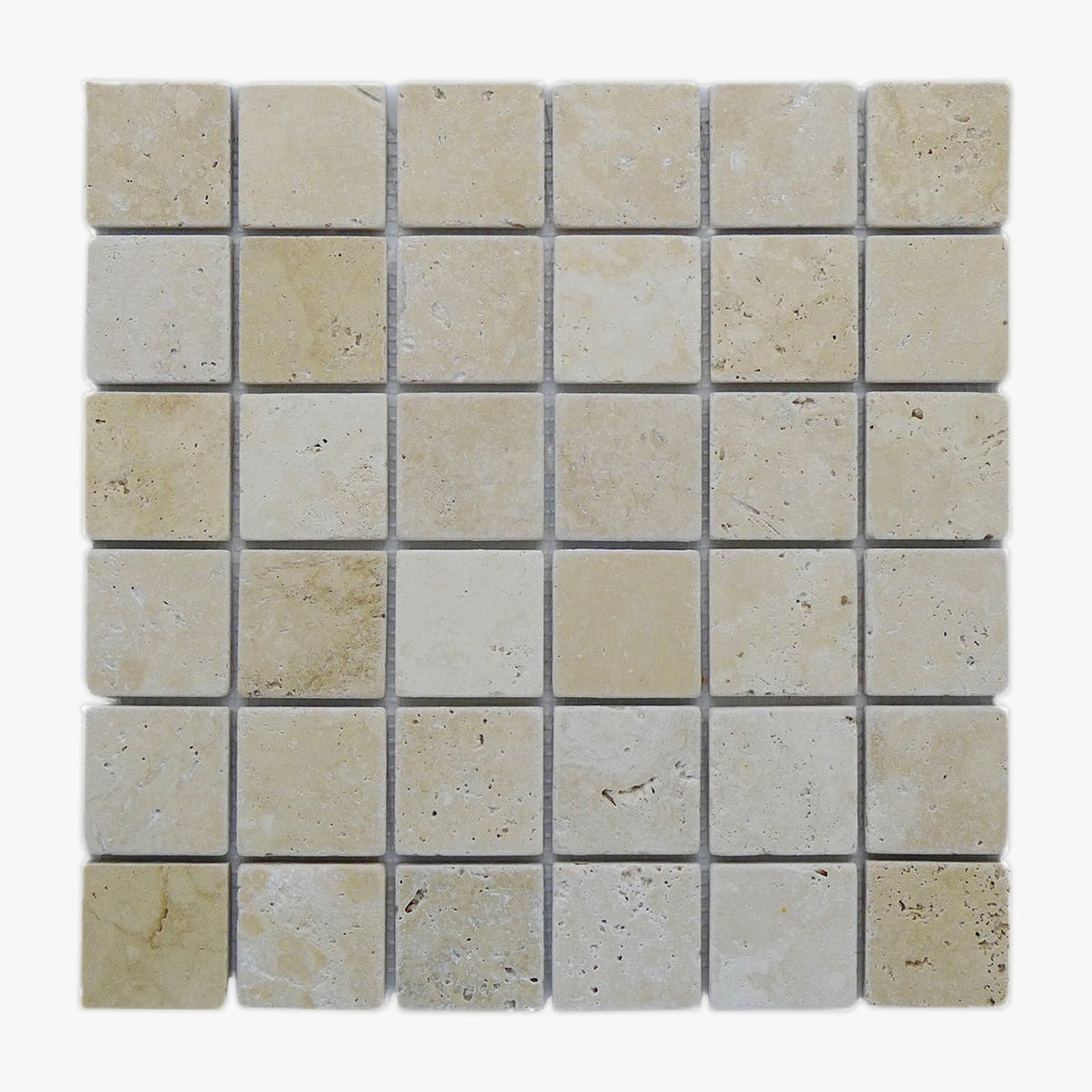 Classic Tumbled Large Square Travertine Mosaic — Graystone Tiles ...