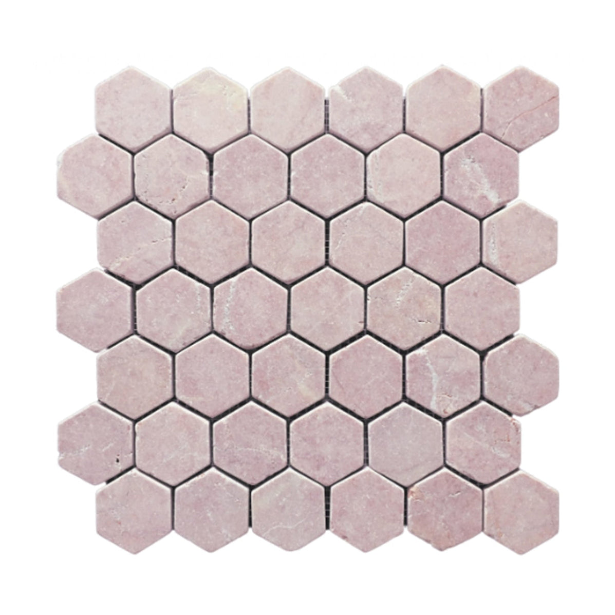 Rosso Crema Tumbled Hexagon Marble Mosaic — Graystone Tiles & Design Studio