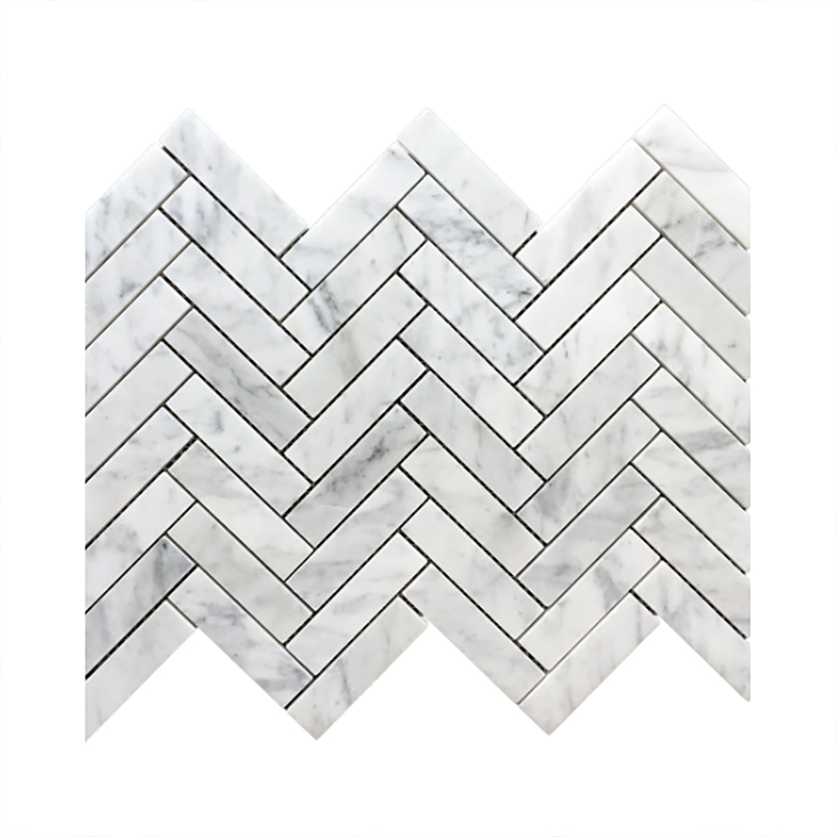 Carrara Honed Herringbone Marble Mosaic — Graystone Tiles & Design Studio