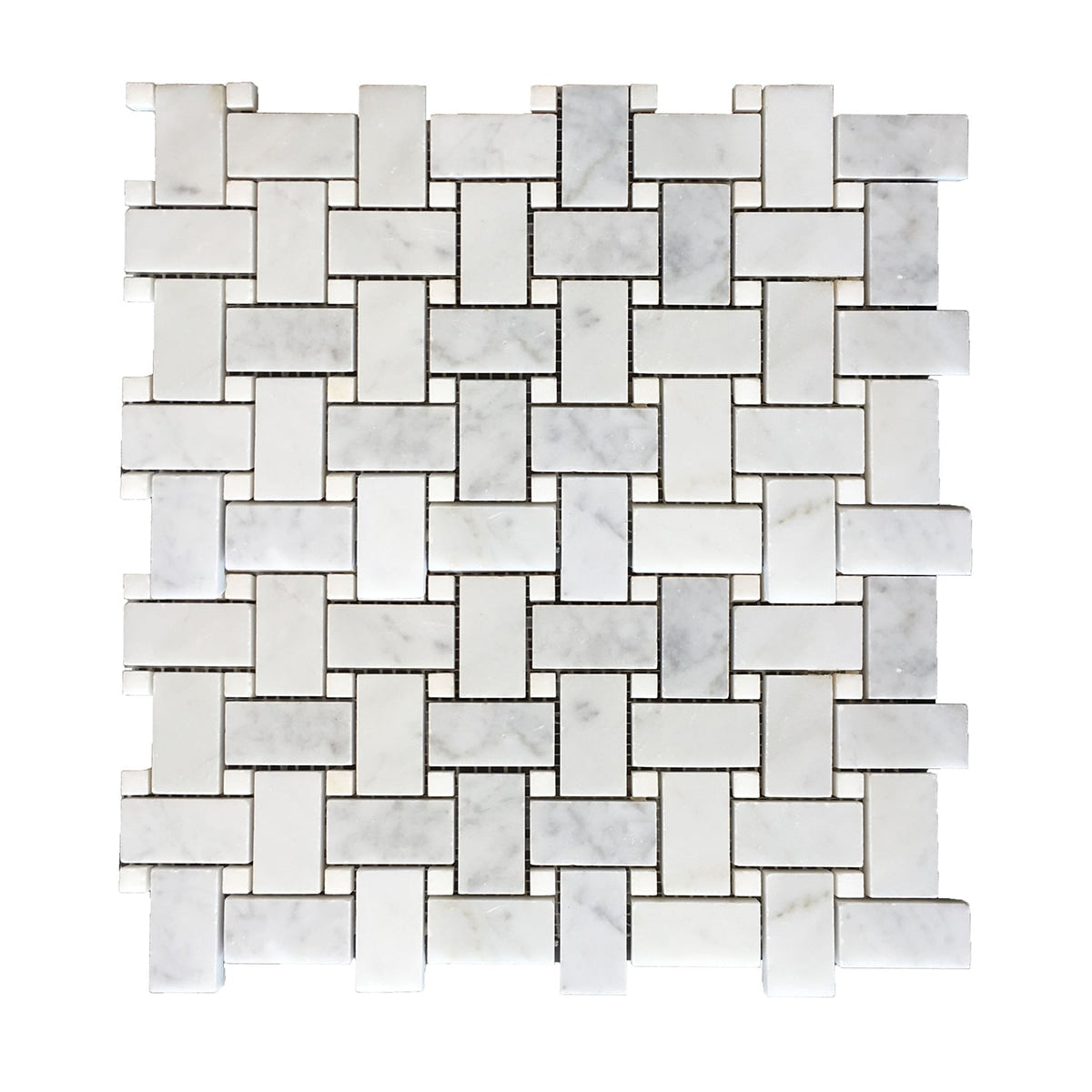 Carrara & Thassos Honed Basketweave Marble Mosaic — Graystone Tiles ...