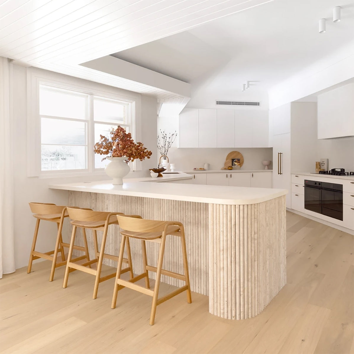 Classic Tumbled Flutes Travertine Mosaic — Graystone Tiles & Design Studio