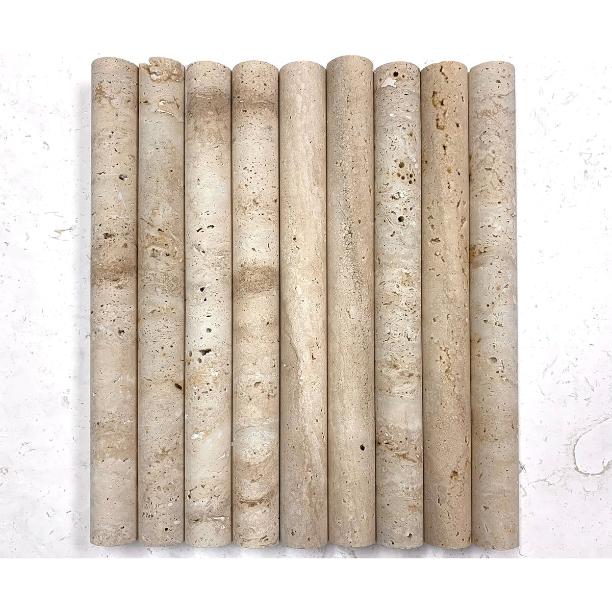 Classic Tumbled Flutes Travertine Mosaic — Graystone Tiles & Design Studio