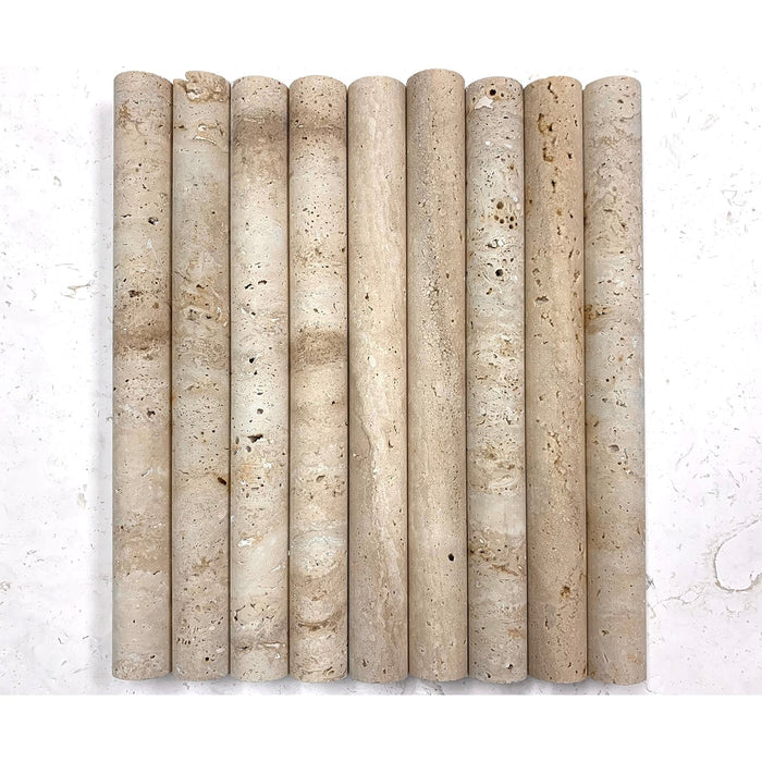 Classic Tumbled Flutes Travertine Mosaic — Graystone Tiles & Design Studio