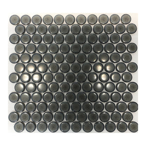 Mottled Grey Gloss Penny Round Porcelain Mosaic — Graystone Tiles ...