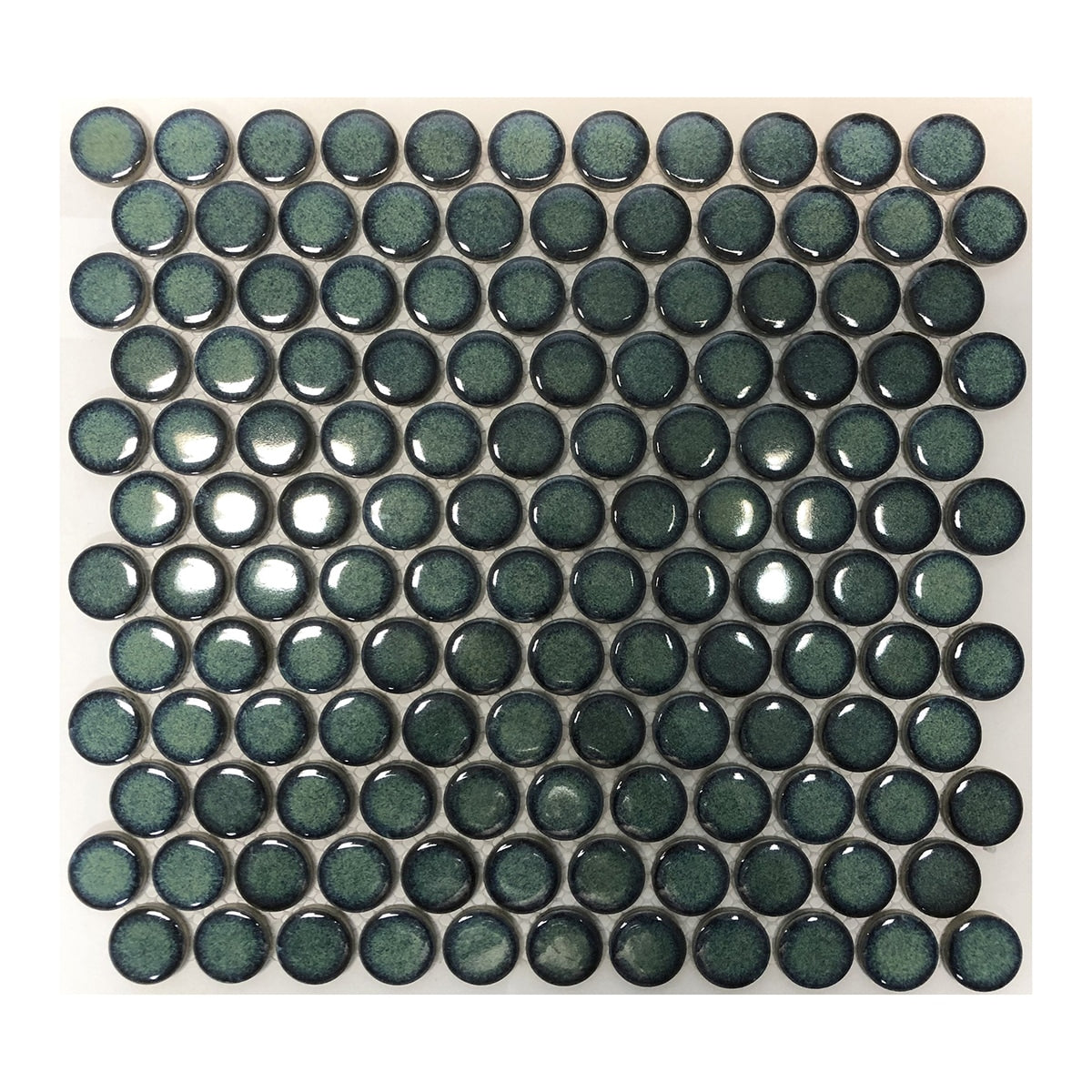 Shadow Green Gloss Penny Round Porcelain Mosaic — Graystone Tiles ...