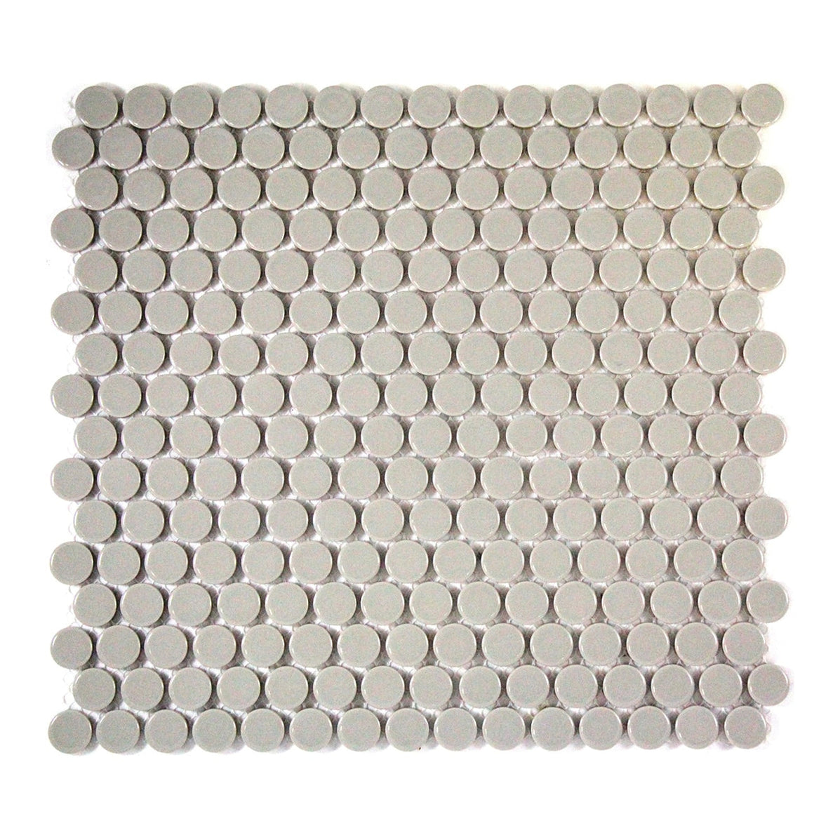 Soft Grey Gloss Penny Round Porcelain Mosaic — Graystone Tiles & Design ...