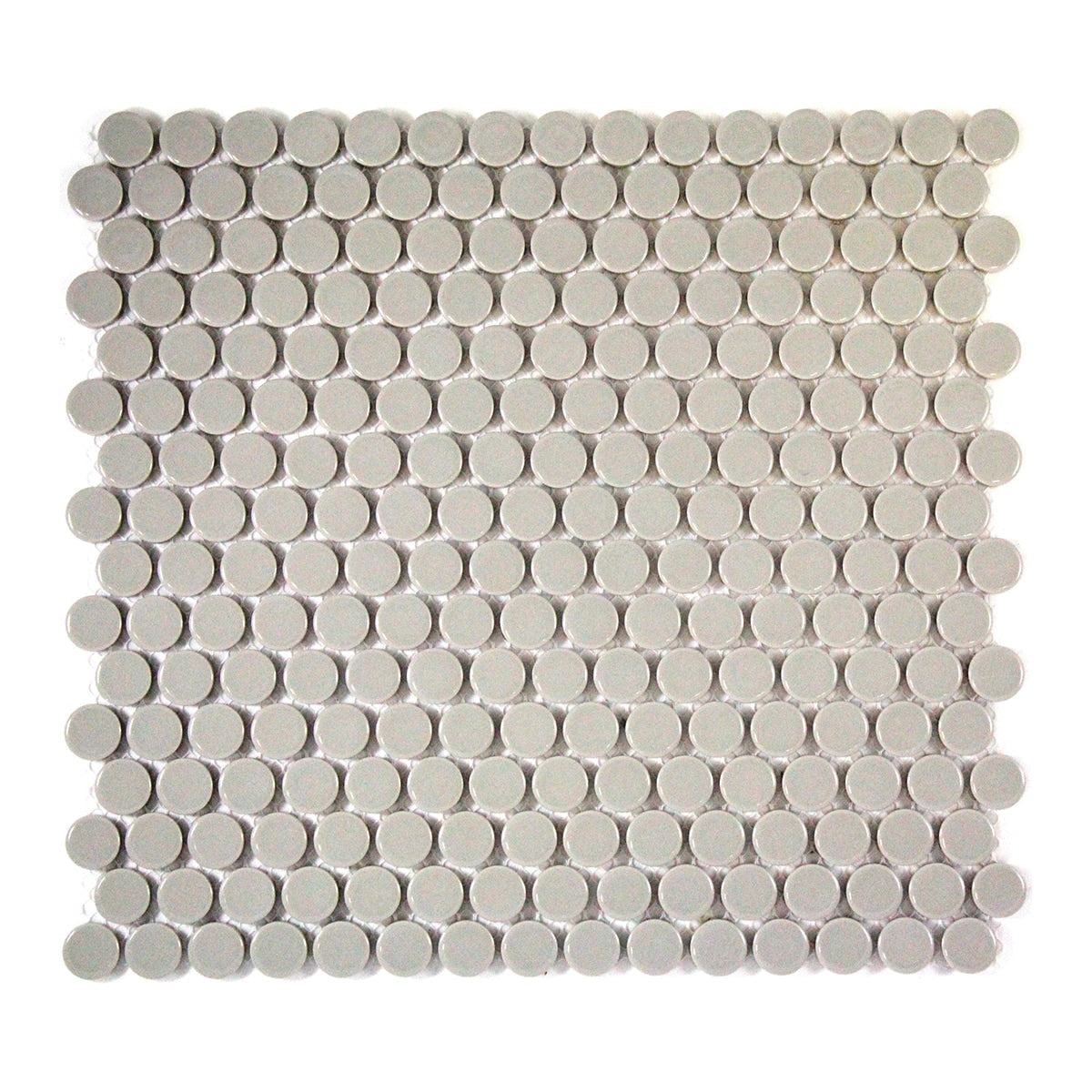 Soft Grey Gloss Penny Round Porcelain Mosaic — Graystone Tiles & Design ...
