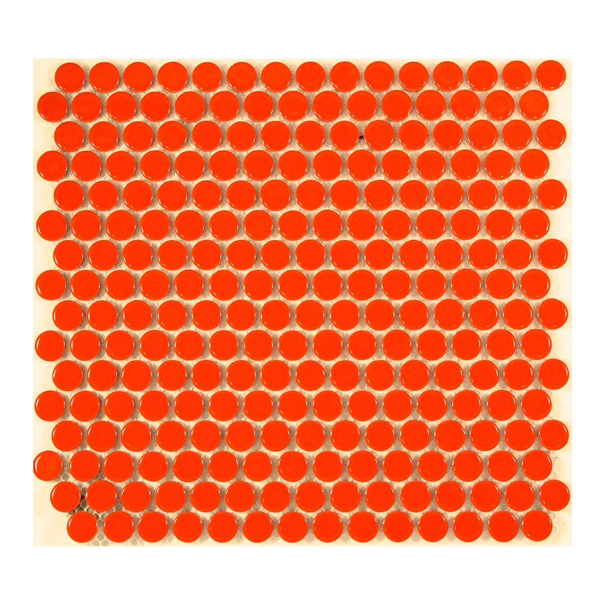 Orange Gloss Penny Round Porcelain Mosaic — Graystone Tiles & Design Studio