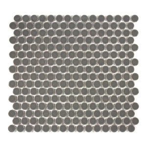 Dark Grey Gloss Penny Round Porcelain Mosaic — Graystone Tiles & Design ...