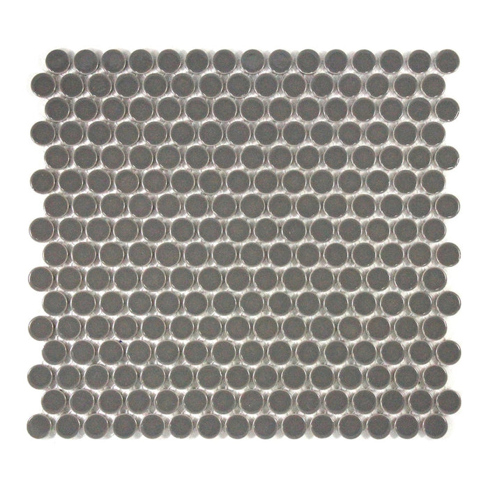 Dark Grey Gloss Penny Round Porcelain Mosaic — Graystone Tiles & Design ...