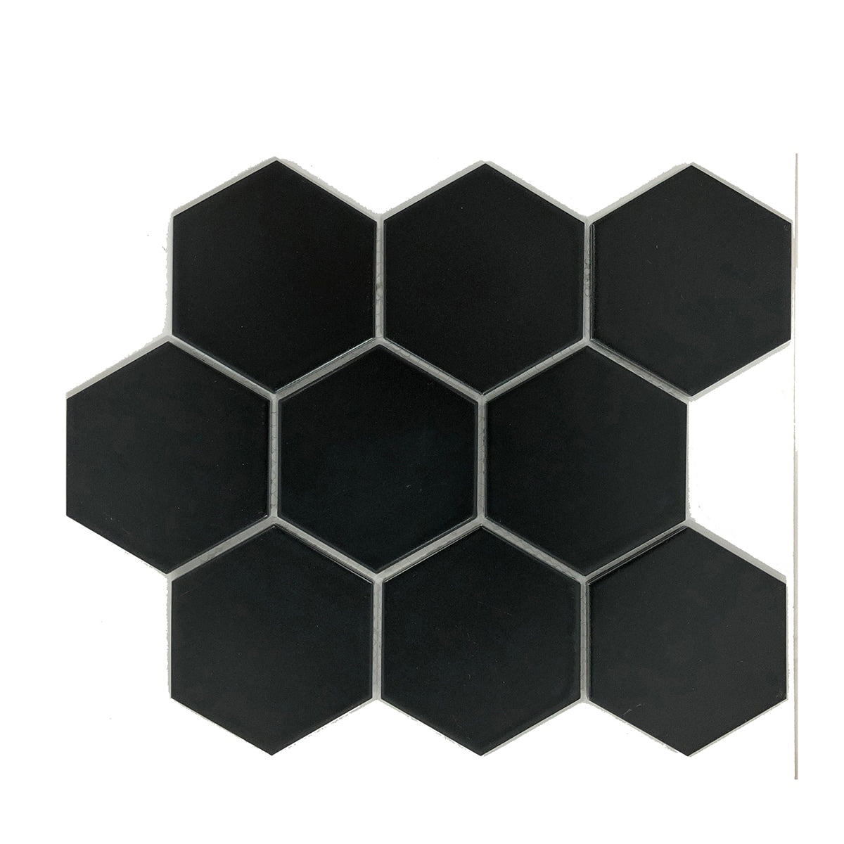 Black Matte Small Hexagon Ceramic Mosaic — Graystone Tiles & Design Studio