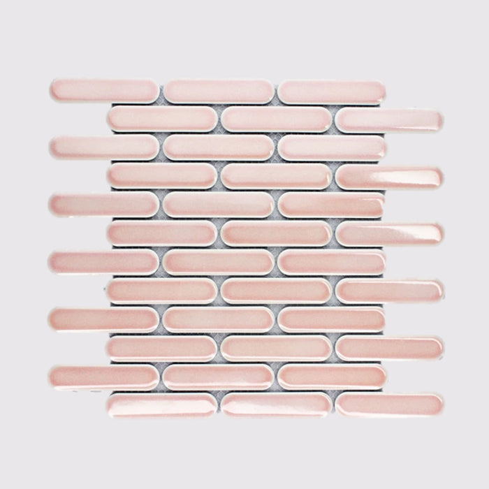 Antique Pink Gloss Oval Brickbond Porcelain Mosaic — Graystone Tiles ...